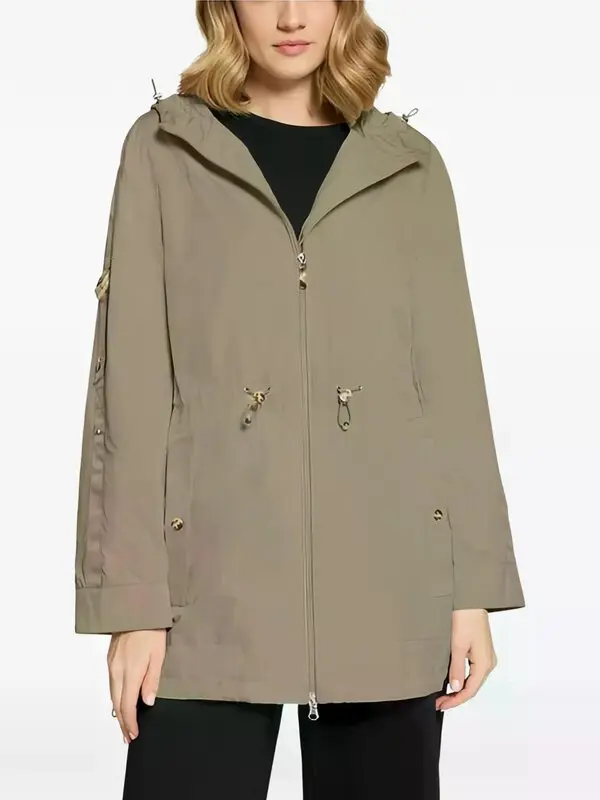 BETTY BARCLAY Hooded Coat With Leopard Print Detail