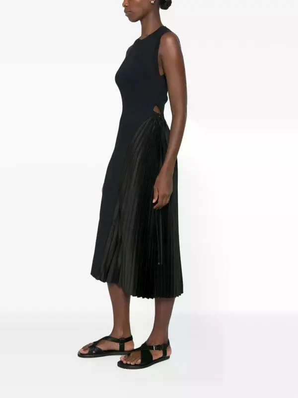 Emporio Armani Ribbed Knit Midi Dress With Pleated Panel