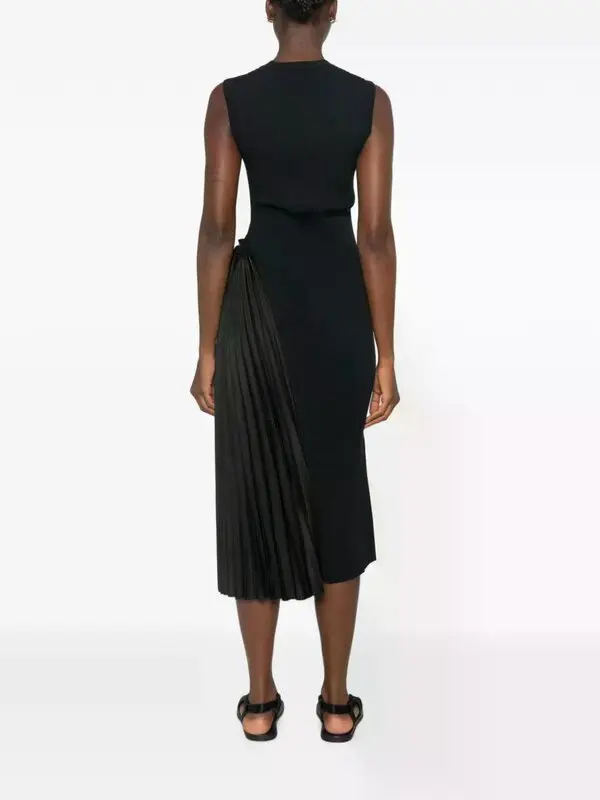 Emporio Armani Ribbed Knit Midi Dress With Pleated Panel