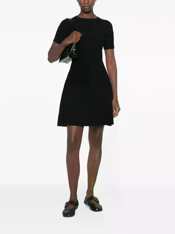 Emporio Armani Scallop-edge Textured Mini Dress
