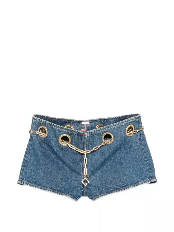 Cult Gaia Baba Chain-belt Denim Shorts - Blue