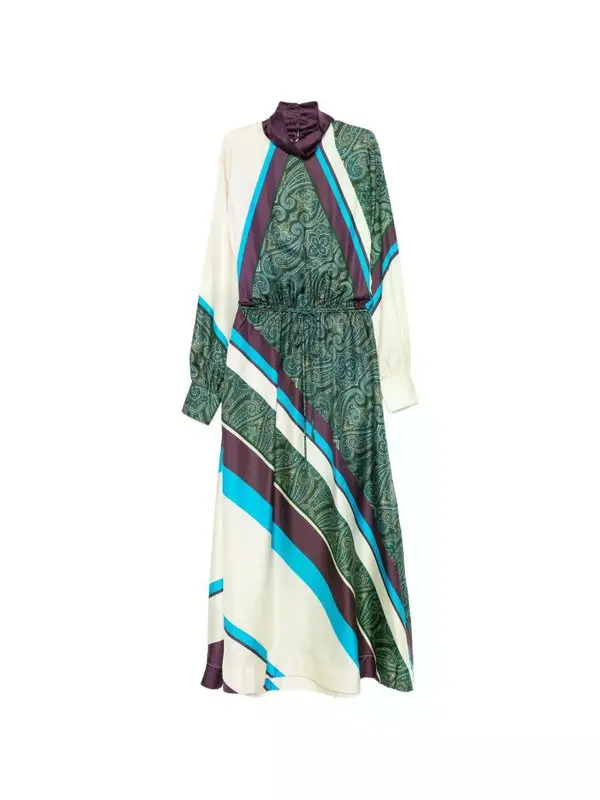 ALEMAIS Joni Paisley-print Striped Midi Dress