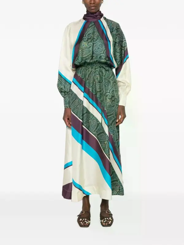 ALEMAIS Joni Paisley-print Striped Midi Dress