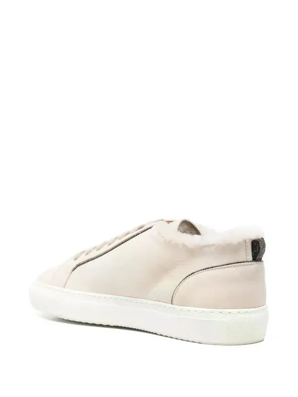 DOUCAL'S Shearling Trim Leather Sneakers