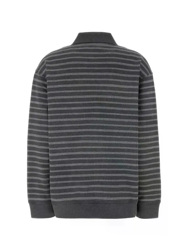 Miu Miu Striped Polo-collar Sweatshirt - Grey