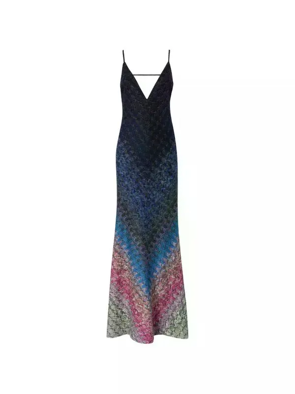Missoni Zigzag-knit Open-back Dress - Blue