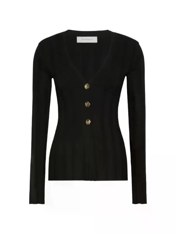 Sportmax Laser Ribbed-knit V-neck Cardigan - Black