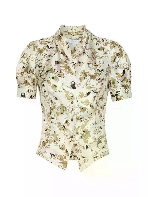 Max Mara Printed Silk Twill Shirt White - Neutrals