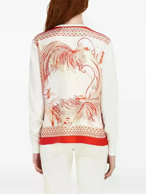 FERRAGAMO Feather Show Print Crew-neck Cardigan