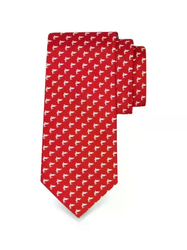 FERRAGAMO Silk Shark Print Neck Tie