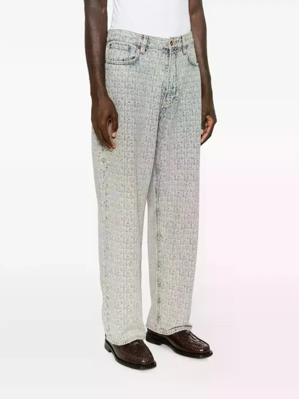 Emporio Armani Monogram-pattern Straight-leg Jeans