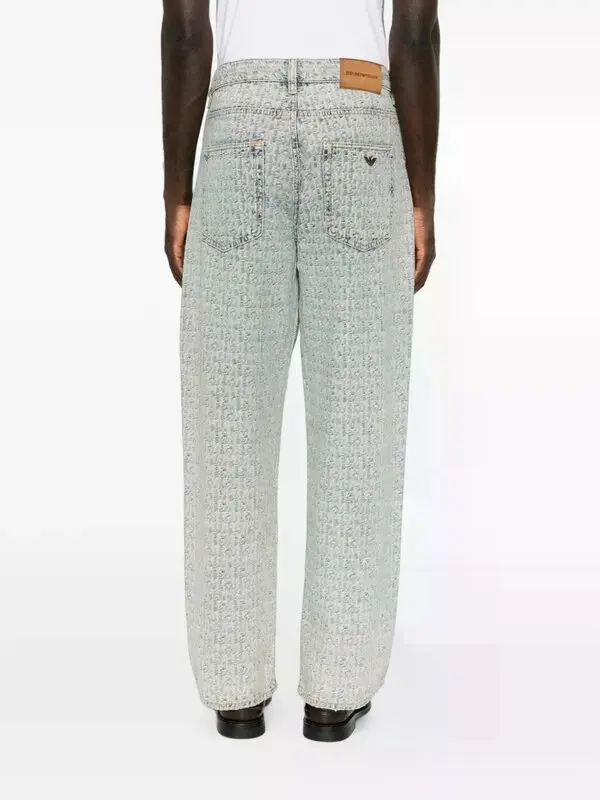 Emporio Armani Monogram-pattern Straight-leg Jeans