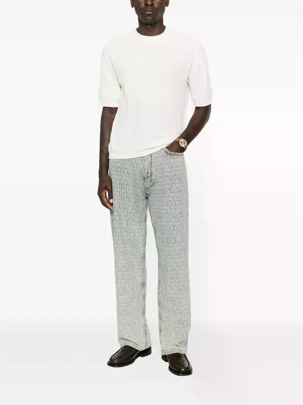 Emporio Armani Monogram-pattern Straight-leg Jeans