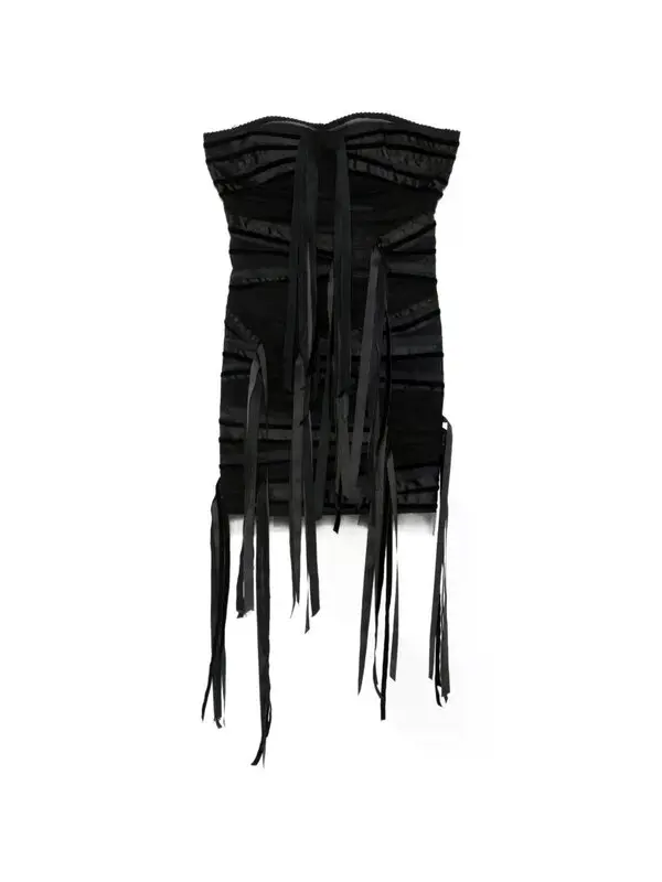 Attico Fringed Strapless Mini Dress
