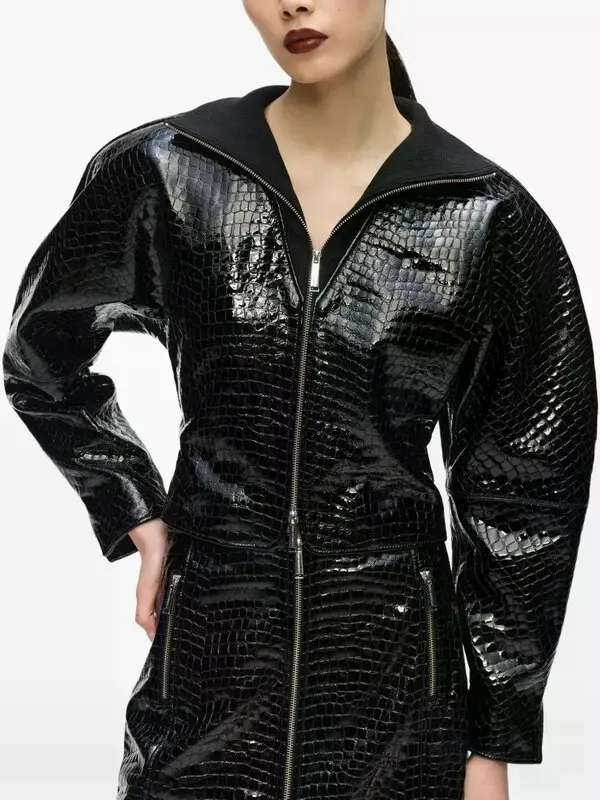 Karl Lagerfeld Croc-effect Leather Cropped Jacket