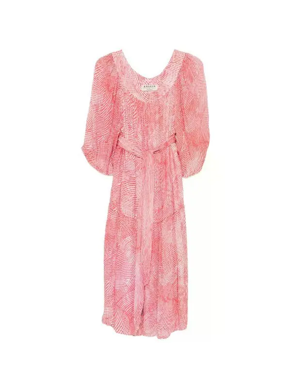 A.N.G.E.L.O. VINTAGE CULT 1970s Abstract Print Belted Midi Dress