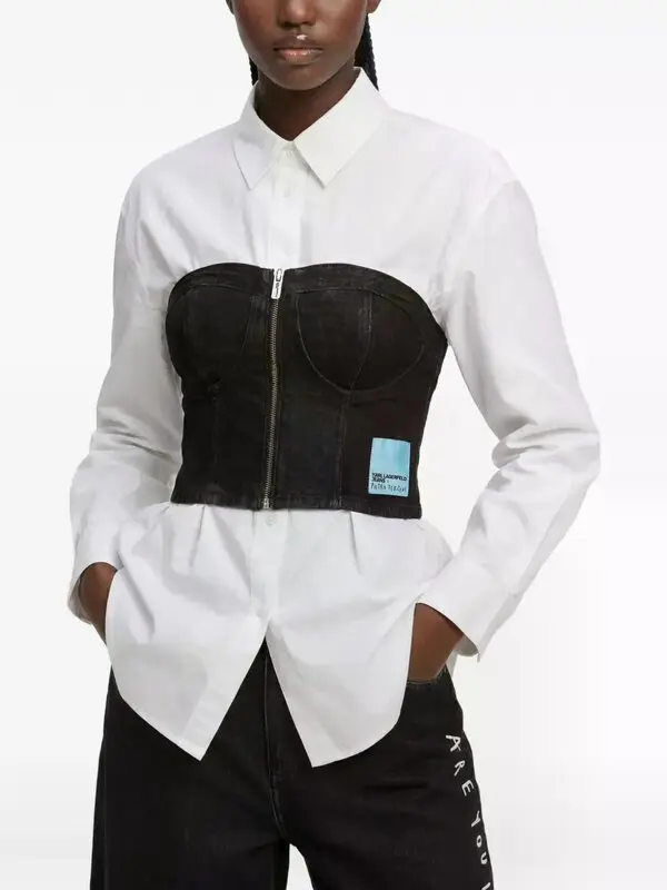 Karl Lagerfeld Denim Bandeau Top - Black