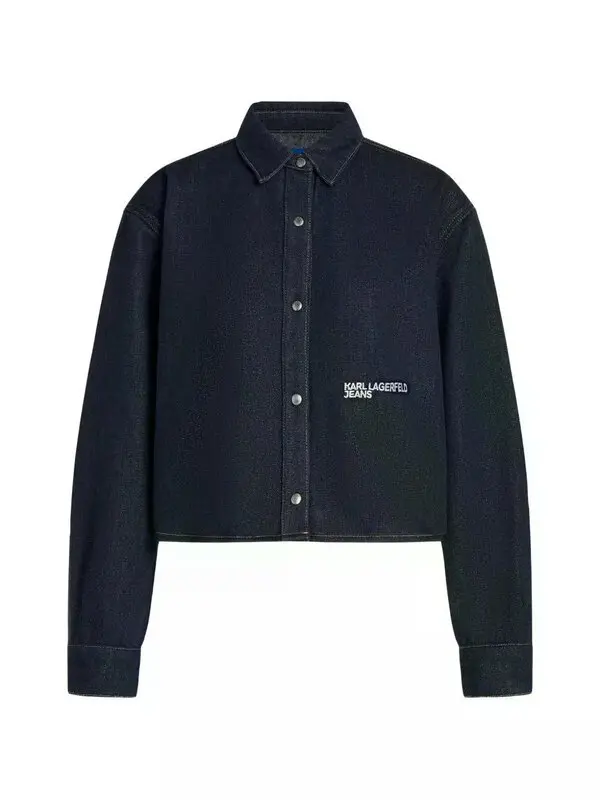 Karl Lagerfeld Boxy Logo Detail Denim Shirt