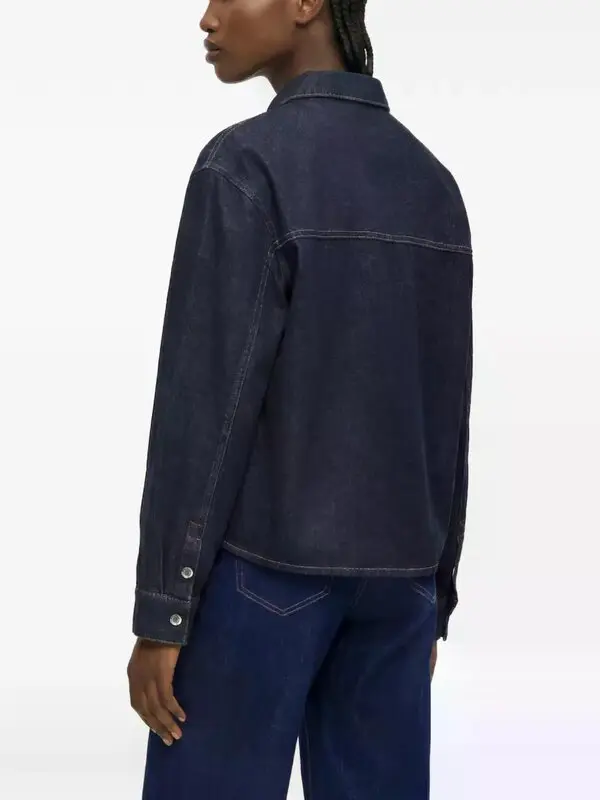 Karl Lagerfeld Boxy Logo Detail Denim Shirt