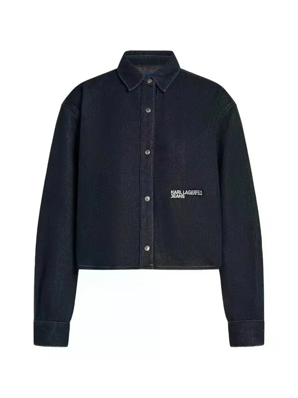 Karl Lagerfeld Boxy Logo Detail Denim Shirt