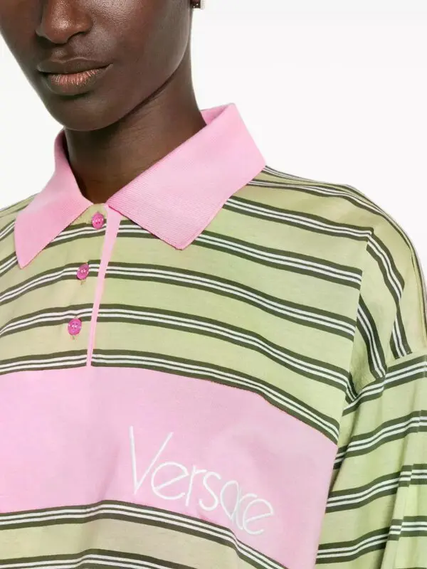 Versace Buttoned Striped Polo Shirt