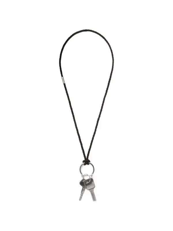 LEMAIRE Keyring Necklace With Braided Recycled Leather Cord - Silver
