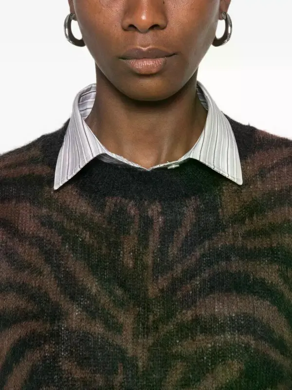 P.a.r.o.s.h Zebra Pattern Crew Neck Sweater