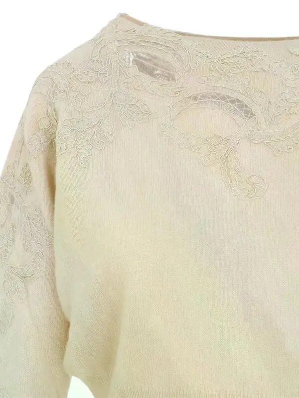 Ermanno Scervino Lace-embellished Cashmere Sweater