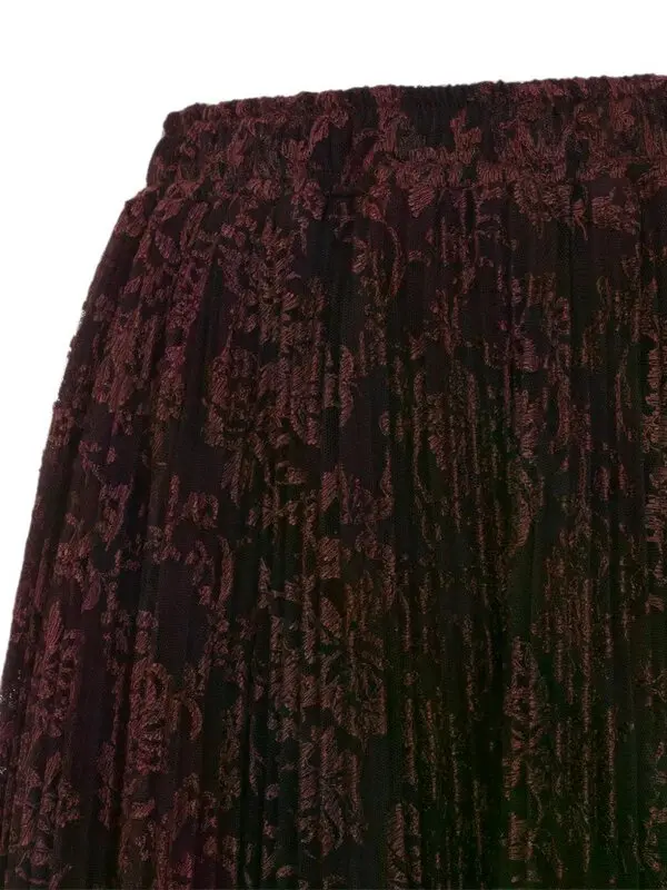 Ermanno Scervino Pleated Lace-overlay Midi Skirt