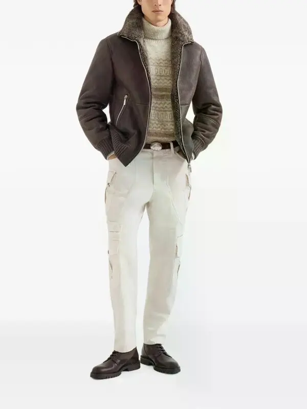Brunello Cucinelli Vintage-effect Shearling Bomber Jacket