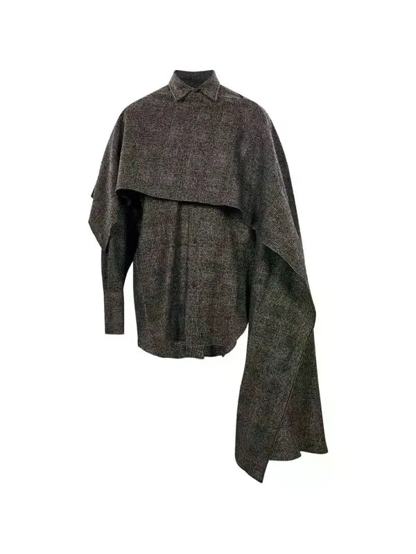 DARKPARK Georgia Check-pattern Draped Shirt - Grey