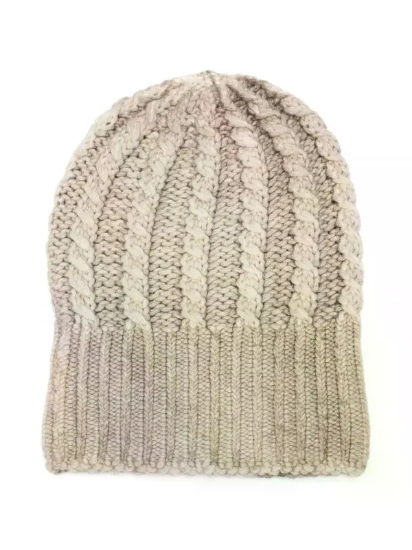 Avant Toi Cable Knit Beanie Hat - Neutrals