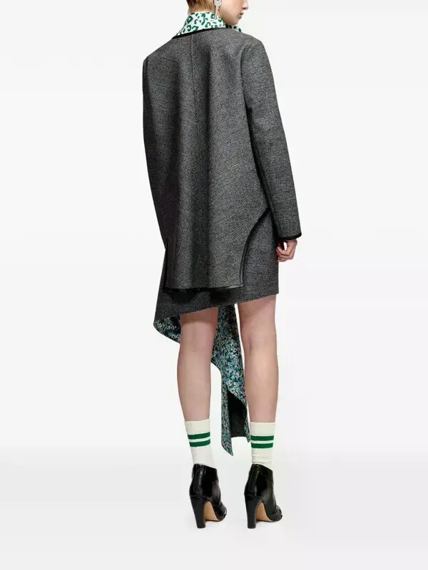 Essentiel Antwerp Kiah Checked-pattern Floral-lining Asymmetric Jacket
