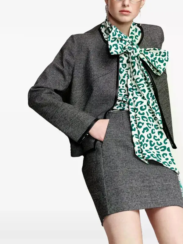 Essentiel Antwerp Kiah Checked-pattern Floral-lining Asymmetric Jacket