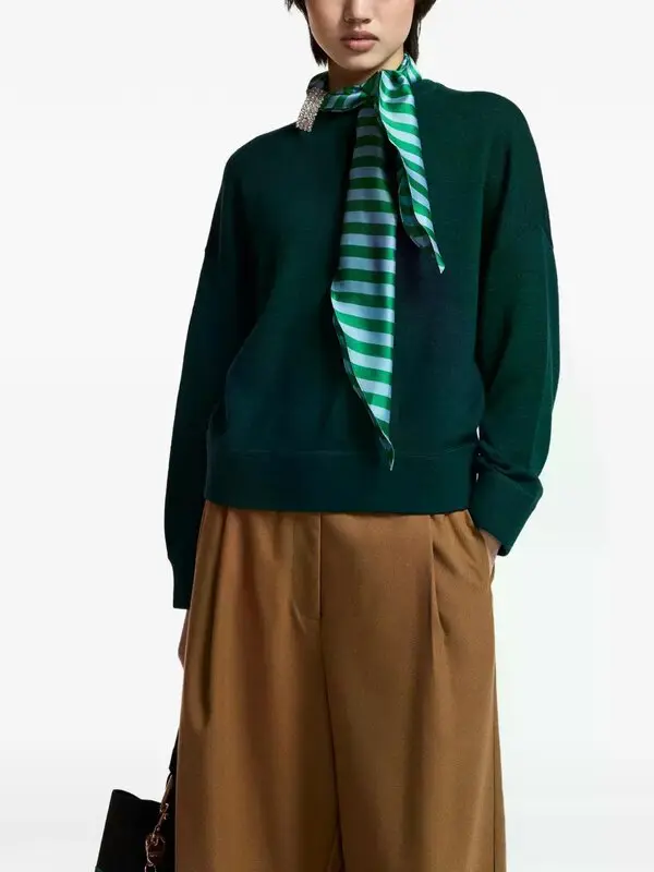 Essentiel Antwerp Embellished Striped Scarf Detail Sweatshirt