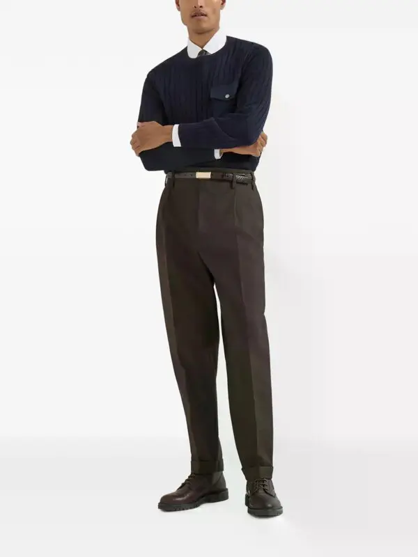 Brunello Cucinelli Virgin-wool Diagonal Trousers With Double Pleats