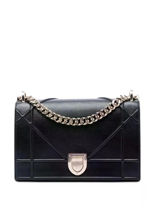 Dior 2018 Medium Calfskin Diorama Flap Crossbody Bag - Black