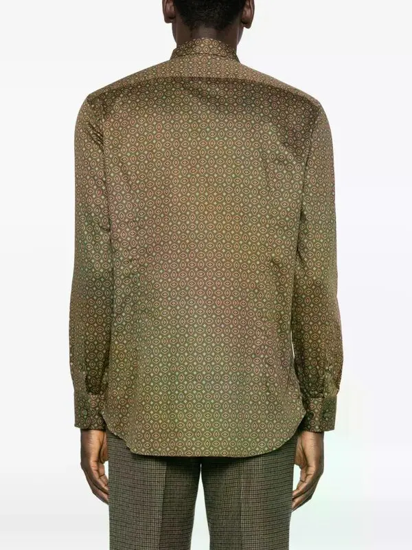 Etro Geometric-print Long-sleeve Shirt - Green