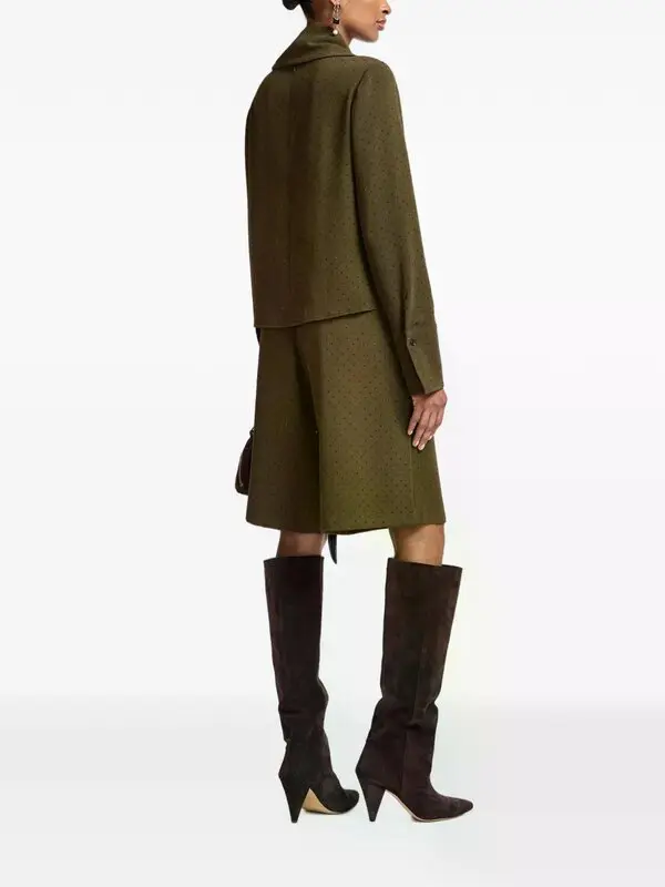 Essentiel Antwerp Khaki Rhinestone Embellished Knee-length Shorts