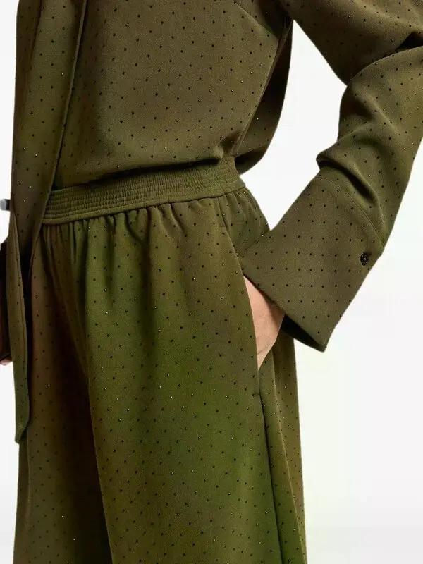 Essentiel Antwerp Khaki Rhinestone Embellished Knee-length Shorts