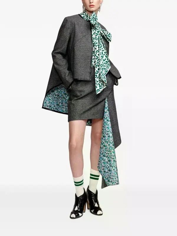 Essentiel Antwerp Kuniko Checked Floral-panel Mini Skirt