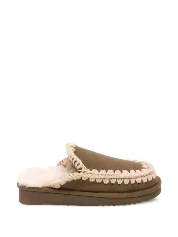 Mou Eskimo Crochet-trim Sheepskin Slippers