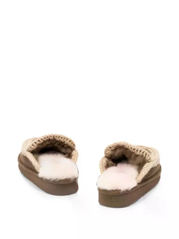 Mou Eskimo Crochet-trim Sheepskin Slippers