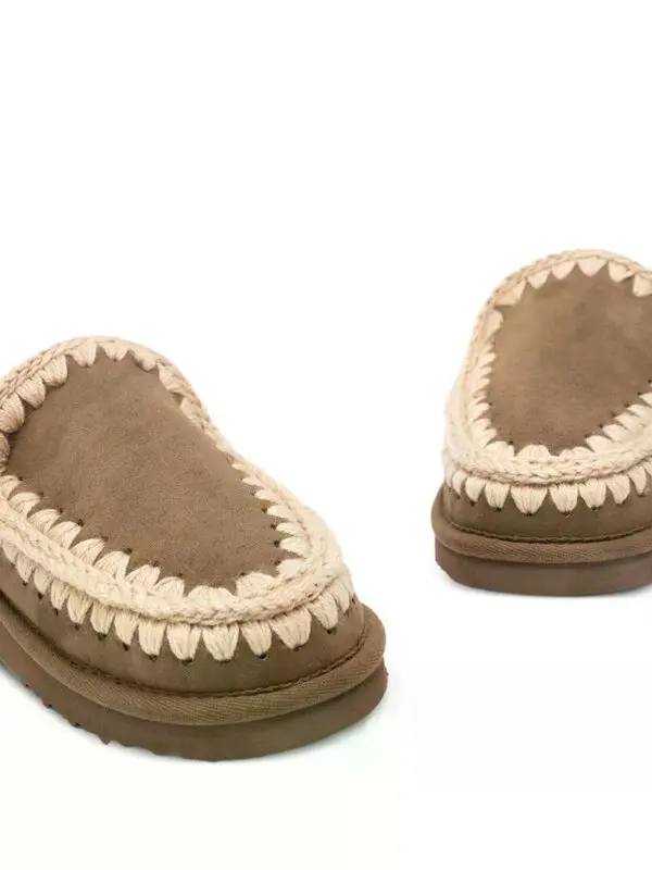 Mou Eskimo Crochet-trim Sheepskin Slippers