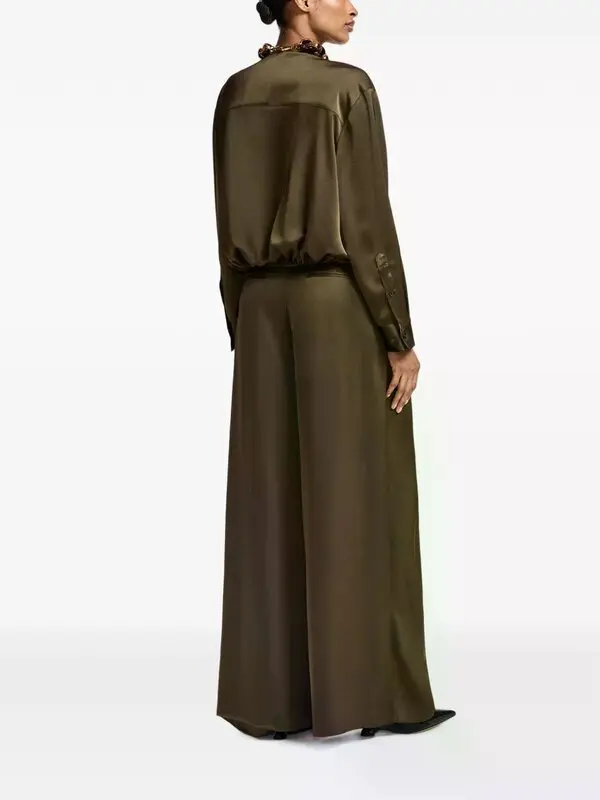 Essentiel Antwerp Pleated Satin Wide-leg Palazzo Trousers