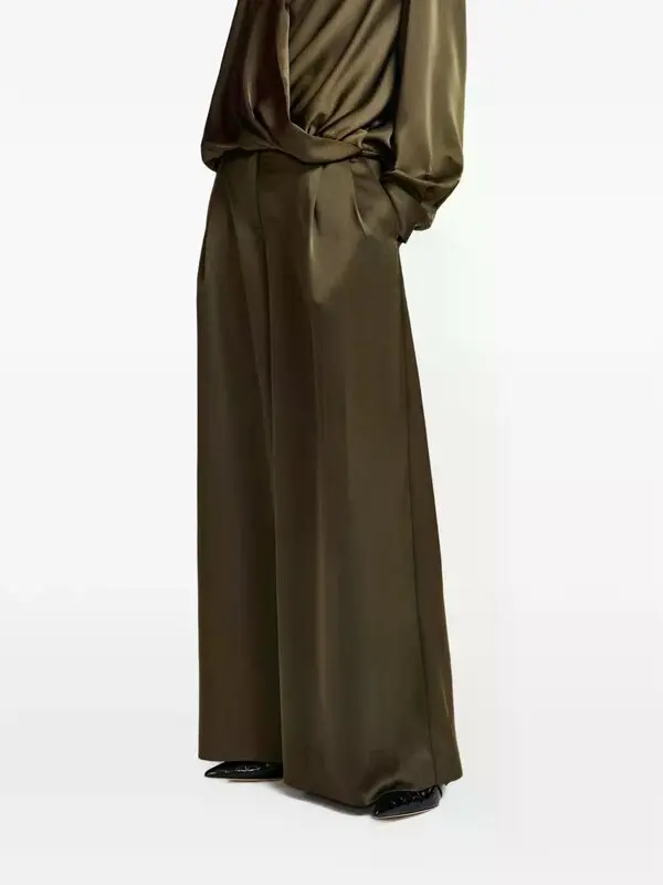 Essentiel Antwerp Pleated Satin Wide-leg Palazzo Trousers