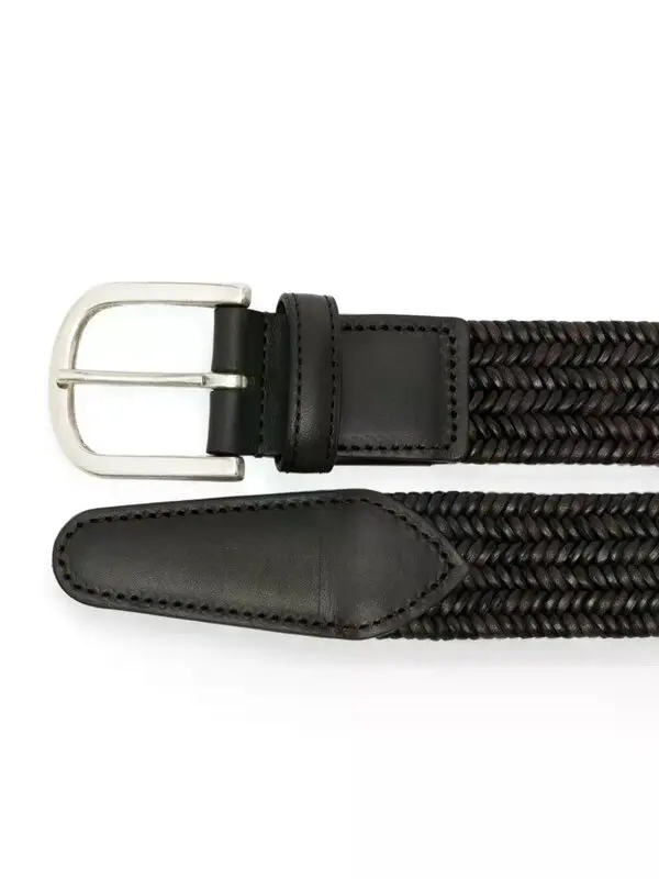 Canali Woven Leather Belt - Brown