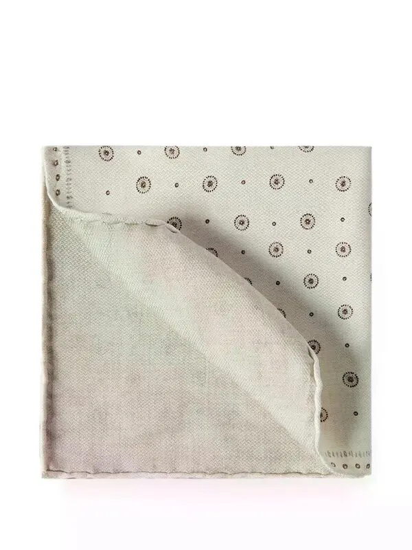 Brunello Cucinelli Silk Pocket Square With Geometric Design