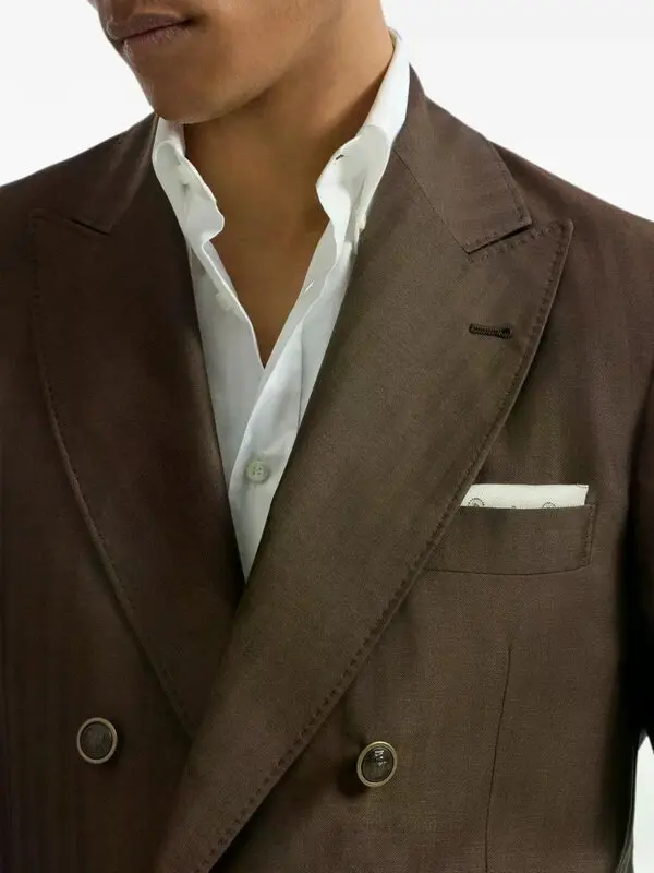 Brunello Cucinelli Silk Pocket Square With Geometric Design