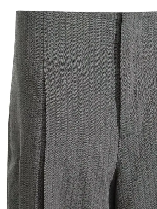 Alberta Ferretti Herringbone-pattern Pleated Trousers